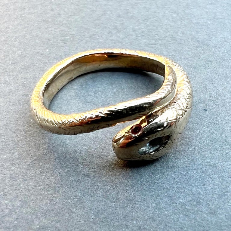 Aquamarine Ruby Snake Ring Bronze Victorian Style Animal jewelry J ...