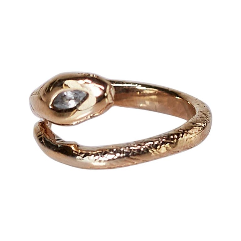 Aquamarine Ruby Snake Ring Victorian Style Bronze J Dauphin For Sale at ...