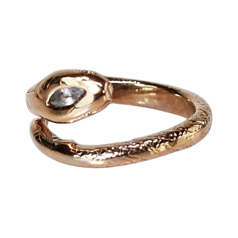 Aquamarine Ruby Snake Ring Victorian Style Bronze J Dauphin For Sale at ...