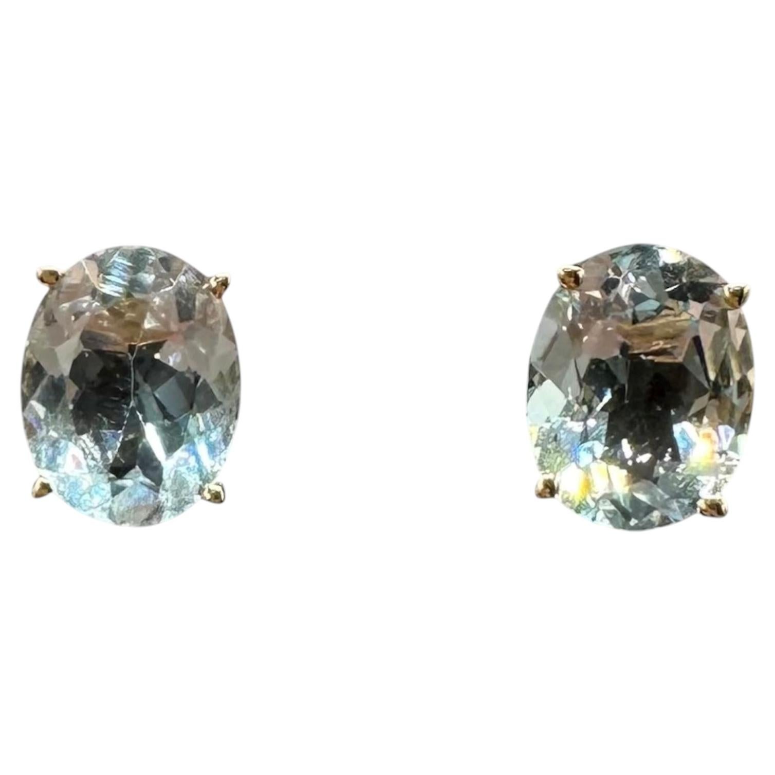 Blue Topaz Halo Earrings 10kt Yellow Gold 5mm Round Push Backs New For ...