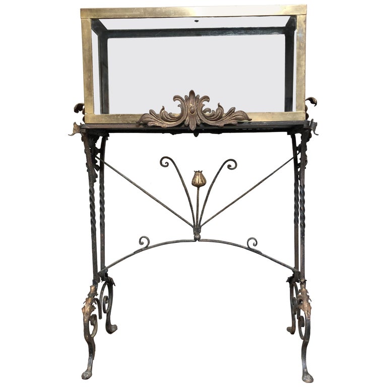 1940s Spanish Brass Aquarium on Stand For Sale at 1stDibs