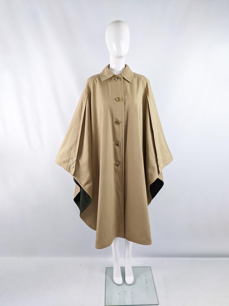 Aquascutum Vintage Dramatic Gabardine Trench Cape Coat with Wool Lining ...