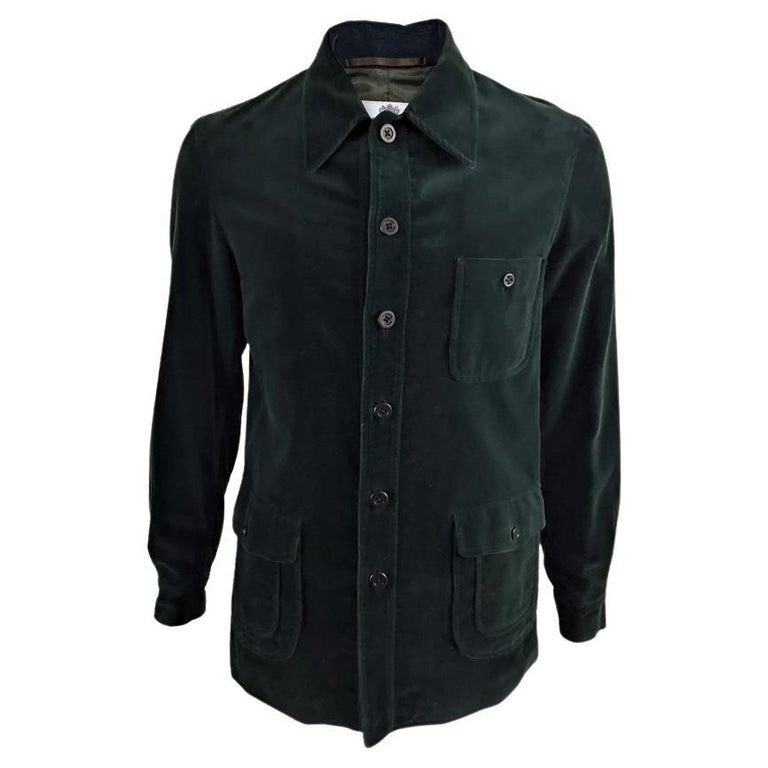 Aquascutum Vintage Mens 1970s Green Velvet Shirt Jacket at 1stDibs