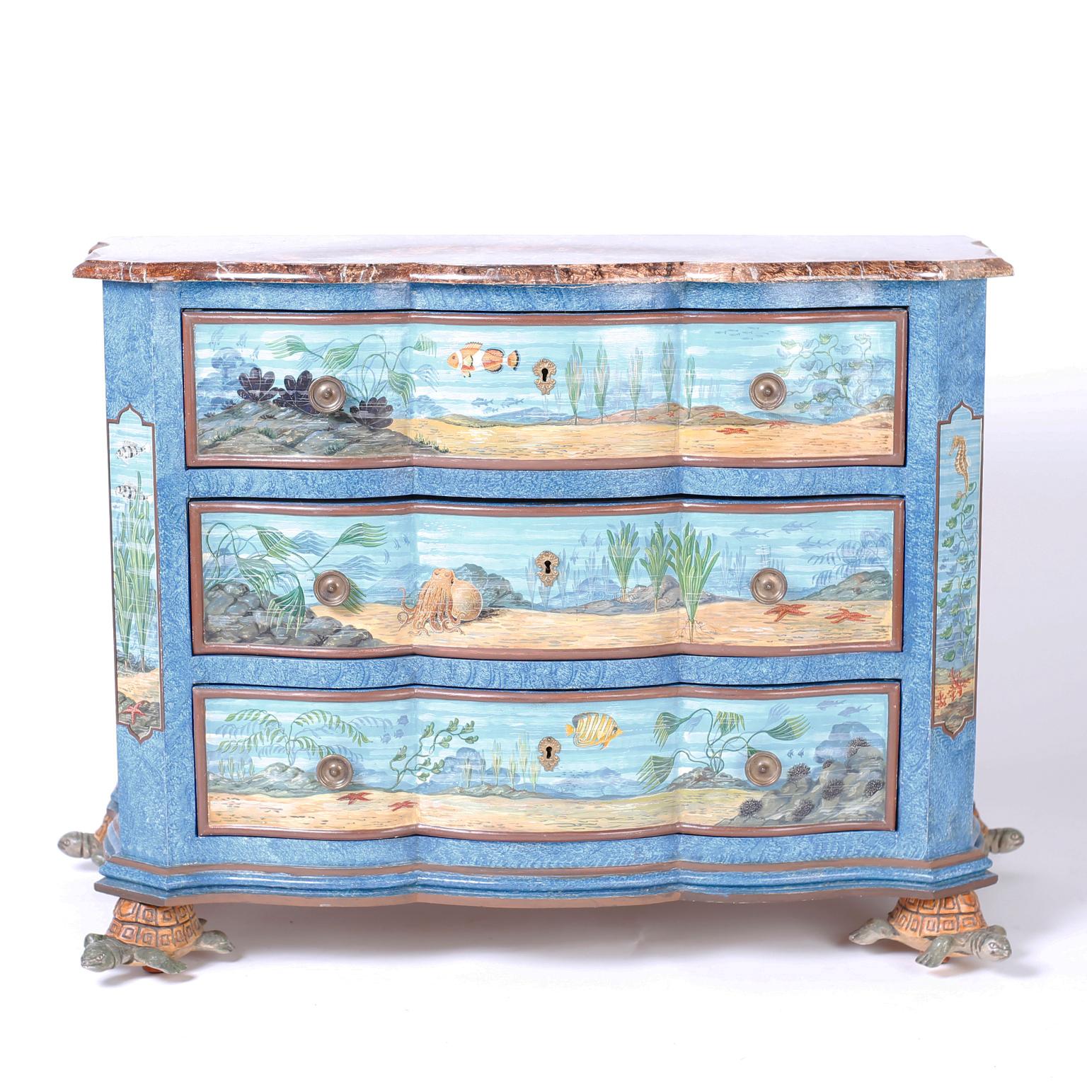 Aquatic Painted Chest at 1stDibs | painted chests