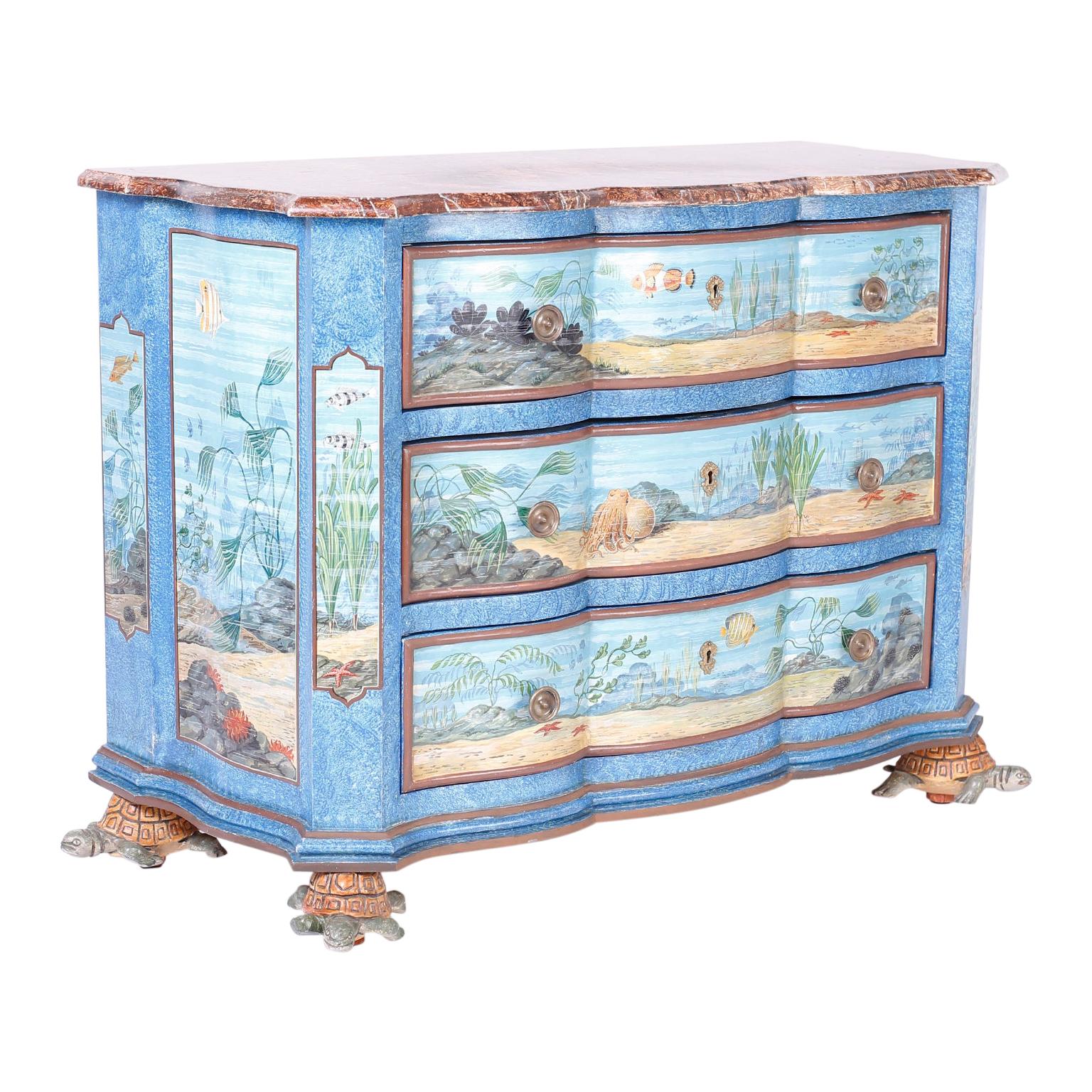 Aquatic Painted Chest at 1stDibs | painted chests