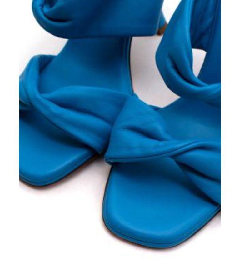 Aquazzura Blue Leather Twist Strap Heeled Sandals For Sale at 1stDibs