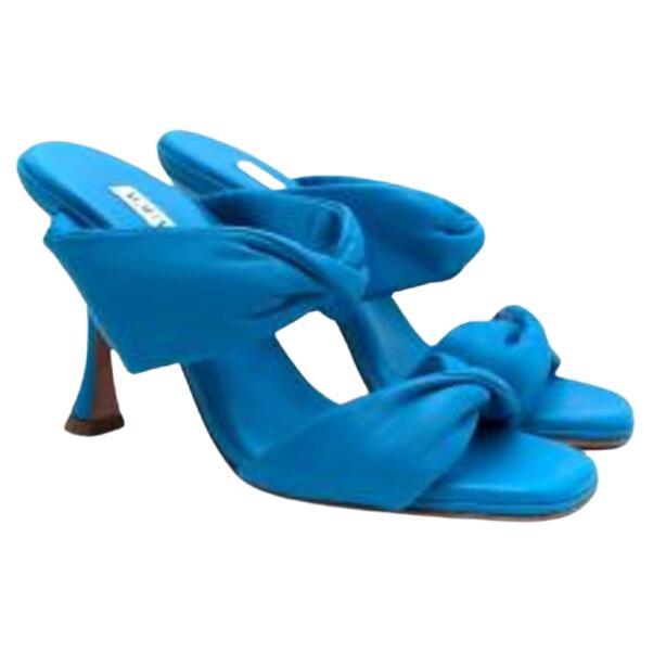 Aquazzura Blue Leather Twist Strap Heeled Sandals For Sale at 1stDibs