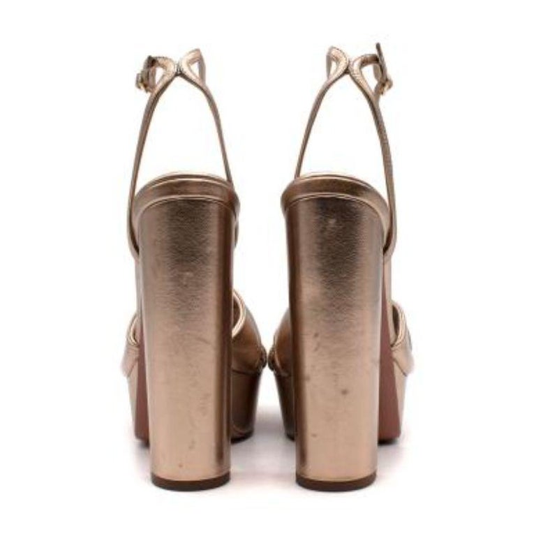 Aquazzura Gold Leather Platform Ollie 140 Heeled Sandals For Sale at ...