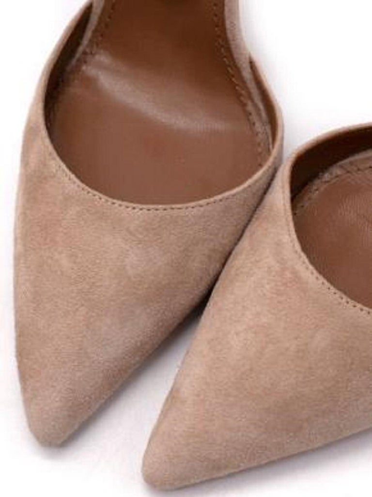 Aquazzura Light Beige Suede Pointed Pumps Heels For Sale at 1stDibs
