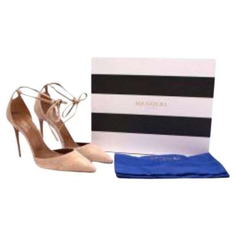 Aquazzura Light Beige Suede Pointed Pumps Heels For Sale at 1stDibs