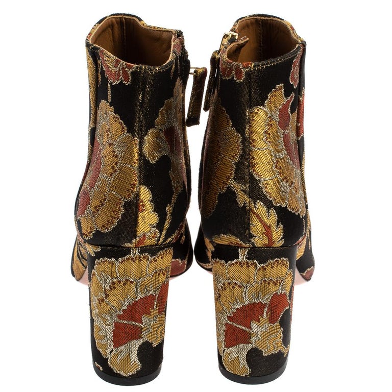 Aquazzura Multicolor Brocade Fabric Ankle Booties Size 37 at 1stDibs ...