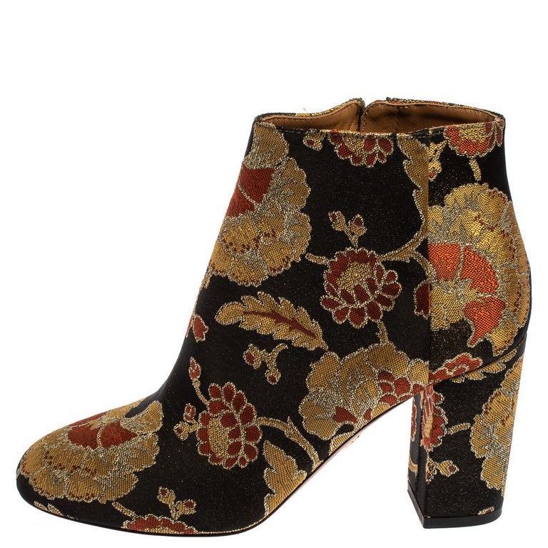 Aquazzura Multicolor Brocade Fabric Ankle Booties Size 37 at 1stDibs ...