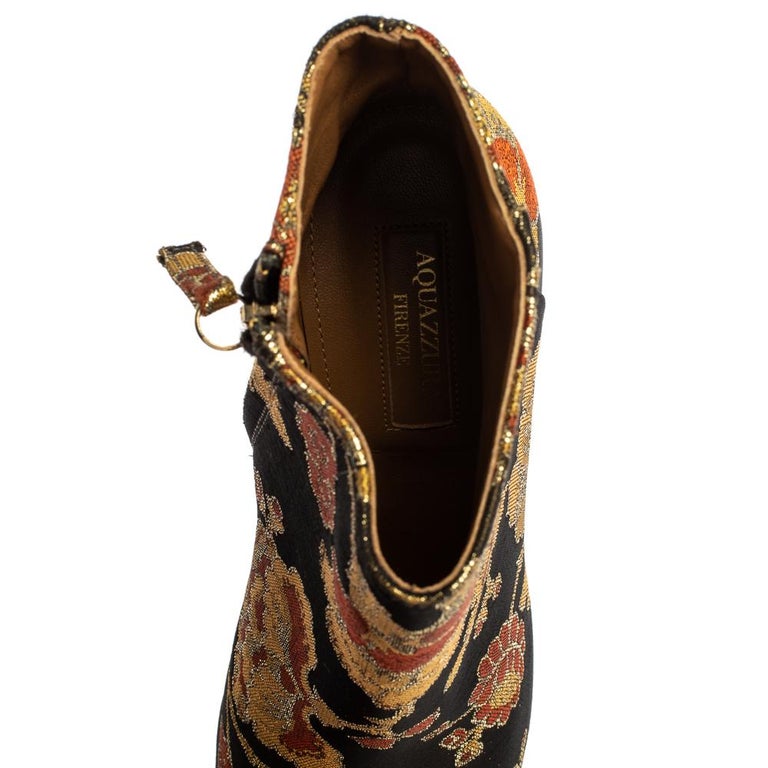 Aquazzura Multicolor Brocade Fabric Ankle Booties Size 37 at 1stDibs ...