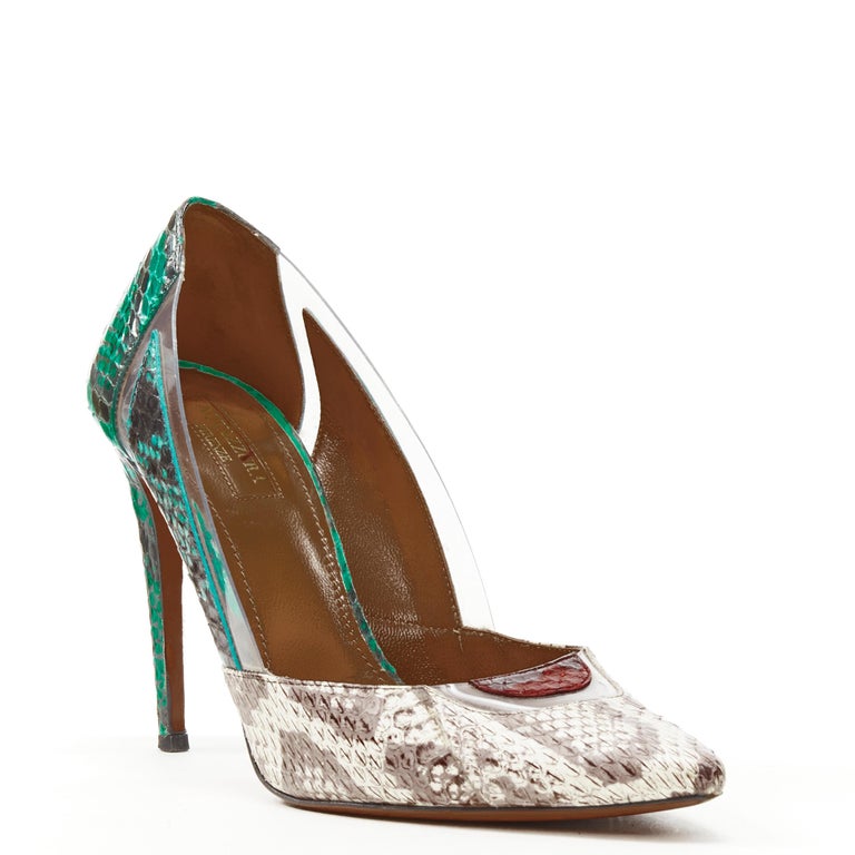 AQUAZZURA natural scaled brown grey PVC trim high heel pump EU38 For ...