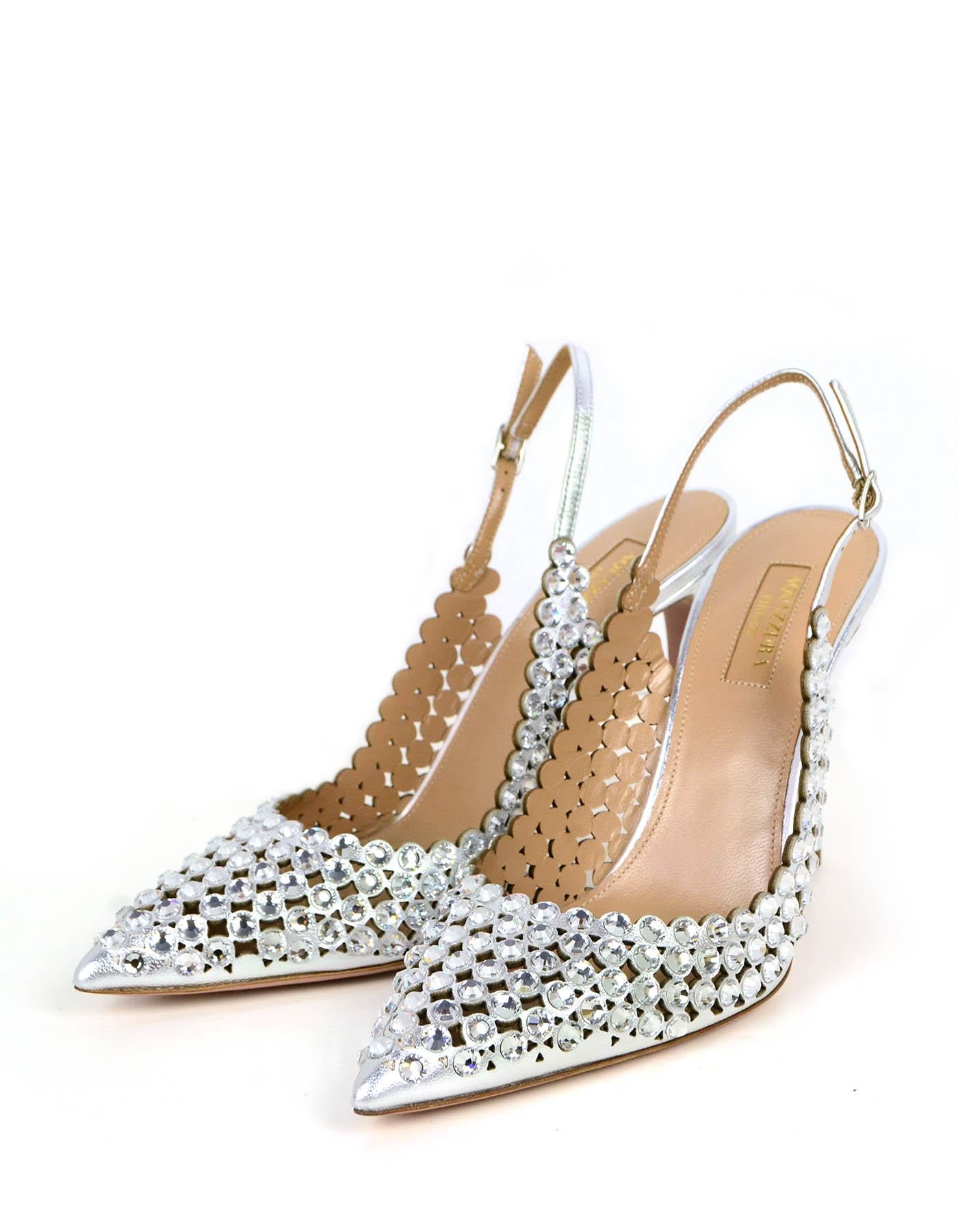 Aquazzura NEW Tequila Crystal-Embellished Slingback Pumps sz 39.5 rt $1 ...