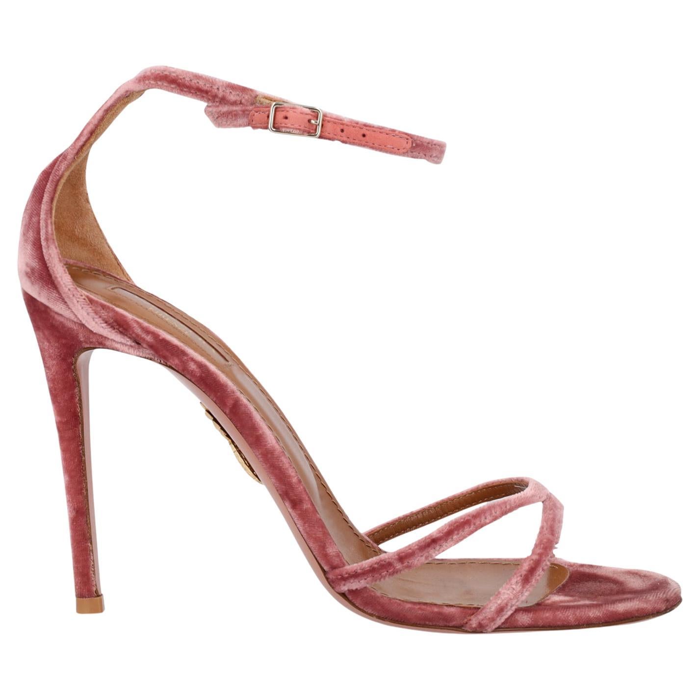 Aquazurra NEW Hot Pink Suede Snakeskin Evening Heels Sandals at 1stDibs
