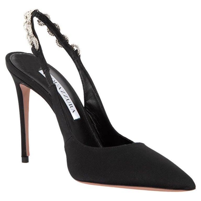 Aquazzura Women's Black Love Link Sling 105 Heels For Sale at 1stDibs