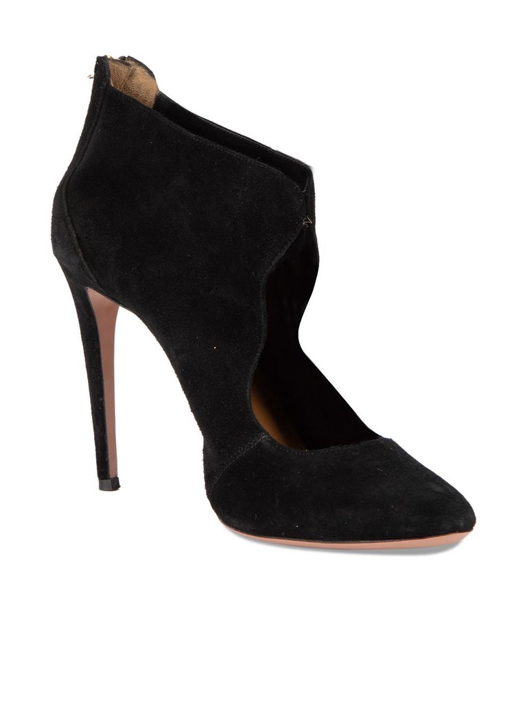 Aquazzura Women's Black Suede Open Front Heel For Sale at 1stDibs