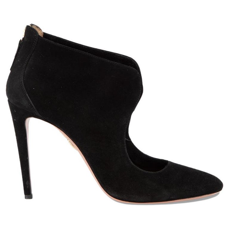 Aquazzura Women's Black Suede Open Front Heel For Sale at 1stDibs