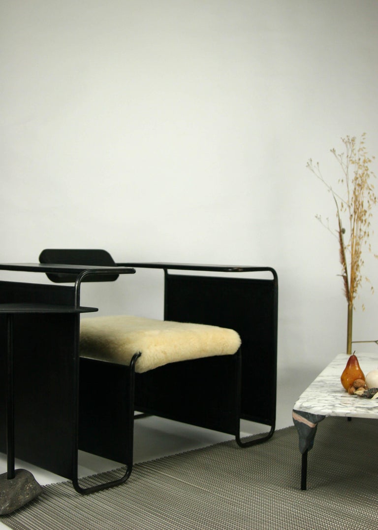 AR-01 Armchair of Stainless Steel and Oak For Sale at 1stDibs