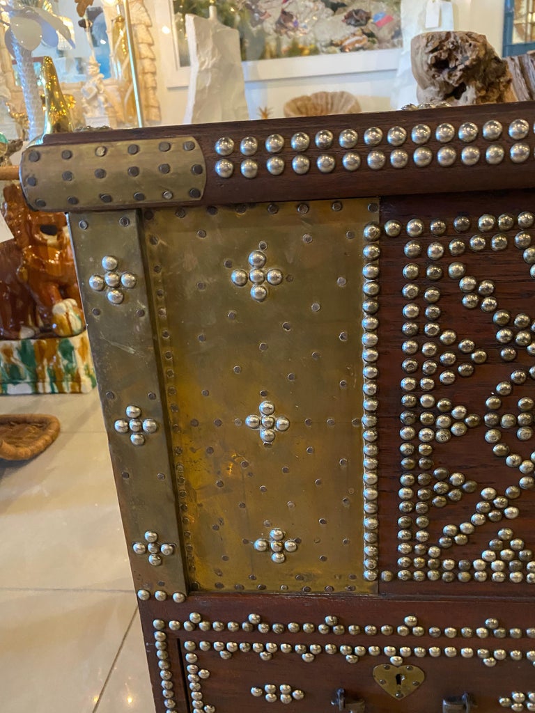 Arab Wooden and Brass Studded Coffee Cocktail Table Trunk Chest ...
