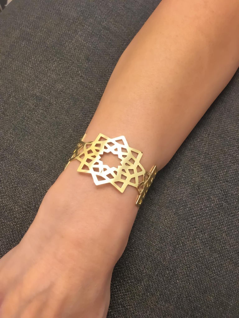 Arabesque Deco Andalusian Style Cuff Bracelet in 18kt Gold For Sale at ...