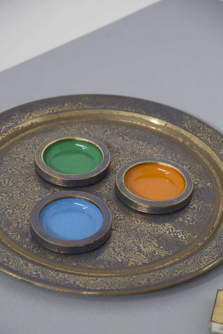 Arabesque Tea and Smoking Set in Brass and Varnish from Marrakesh For ...