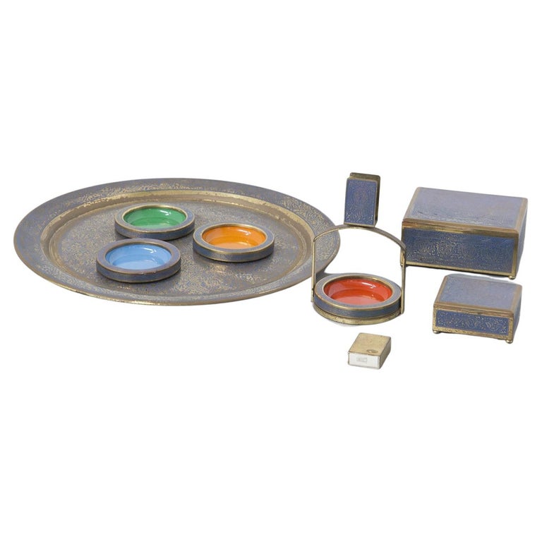 Arabesque Tea and Smoking Set in Brass and Varnish from Marrakesh For ...