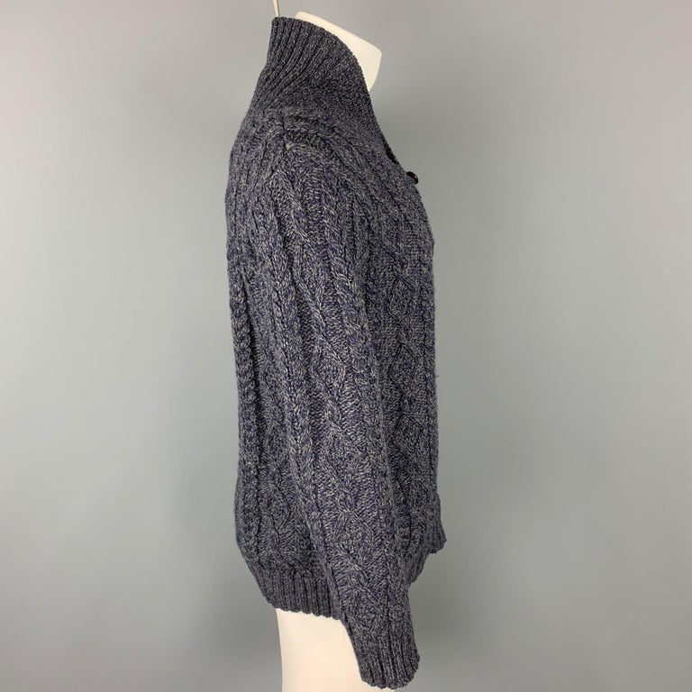 ARAN CRAFTS Size M Charcoal Knit Merino Wool Shawl Collar Sweater For ...