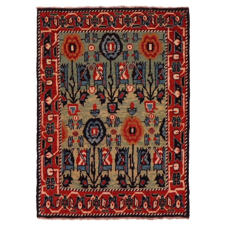 Ararat Rugs Senna Rows of Flowers Rug, Revival Kurdish Carpet Natural ...