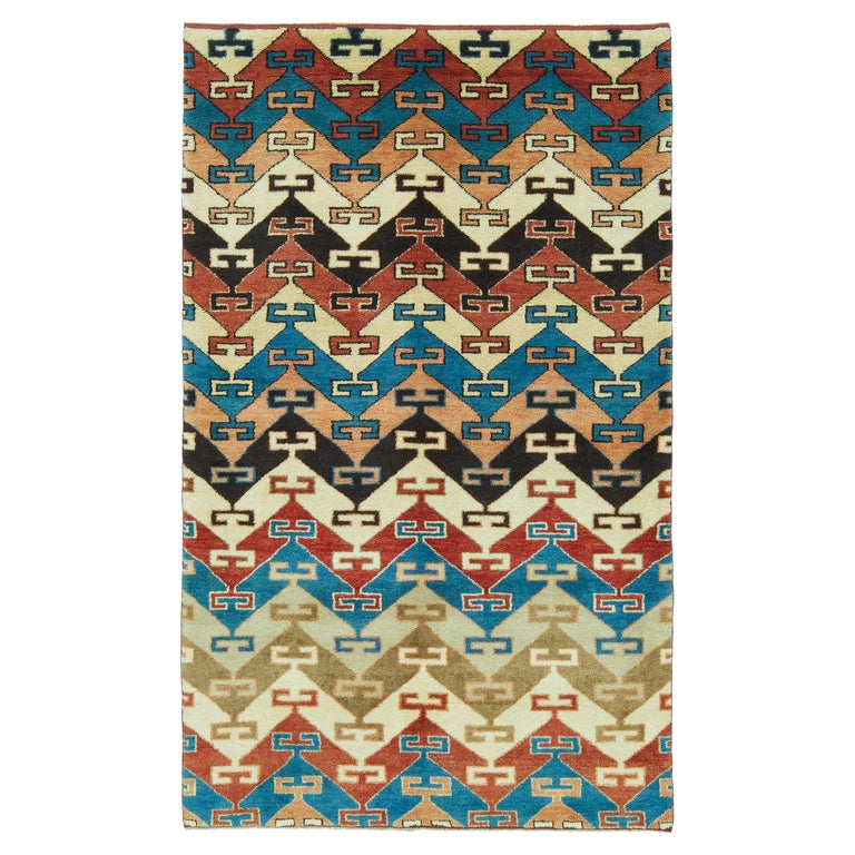 Ararat Rugs Zig-Zag Lines Rug, Antique Anatolian Revival Carpet ...