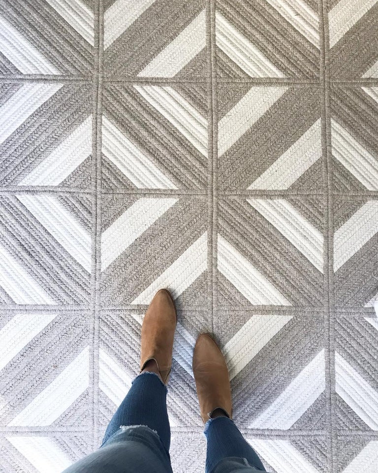 Araz Natural Woven Wool Rug in Light Grey, Custom Made in USA For Sale ...