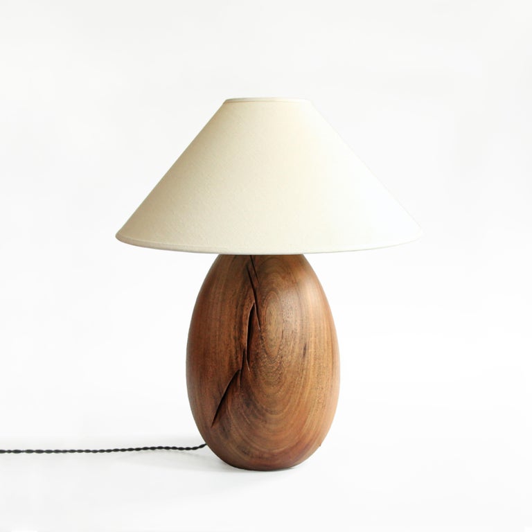 Tropical Hardwood Lamp + White Linen Shade, Medium Large, Árbol ...