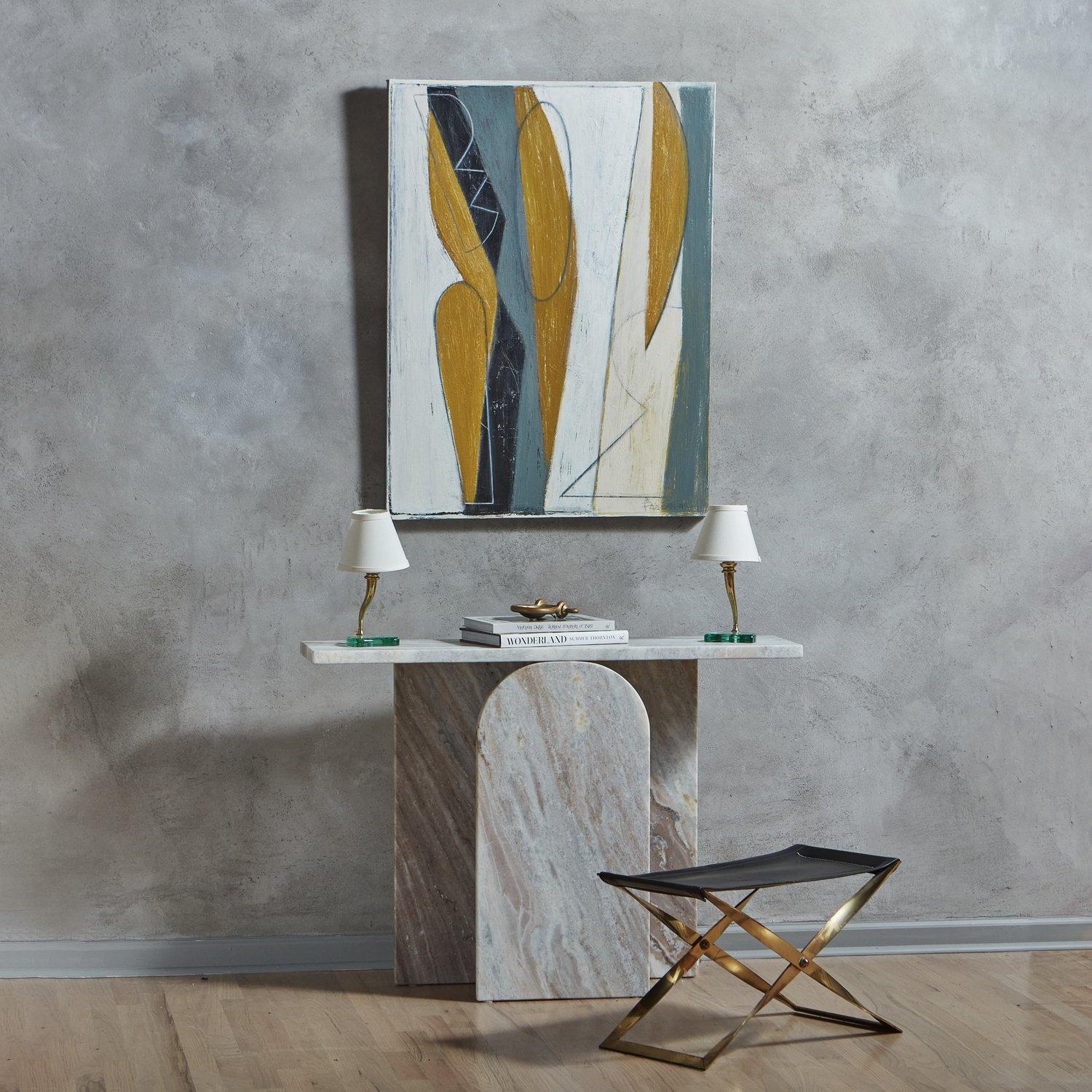 Arc Console in Peachy Travertine by South Loop Loft For Sale at 1stDibs