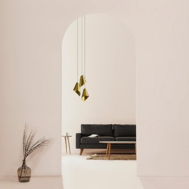 ARC Asymmetric Pendant Light in Brushed Brass Made in Britain For Sale ...