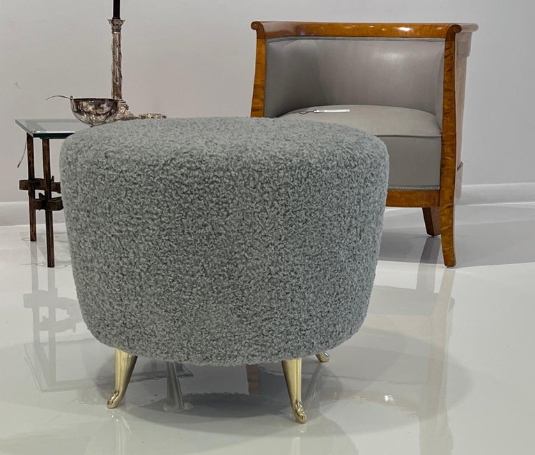 Arc Poof, Silver Boucle Upholstery by Bourgeois Boheme Atelier For Sale ...