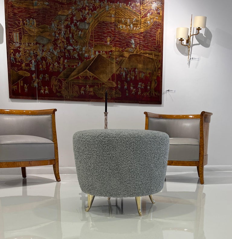 Arc Poof, Silver Boucle Upholstery by Bourgeois Boheme Atelier For Sale ...