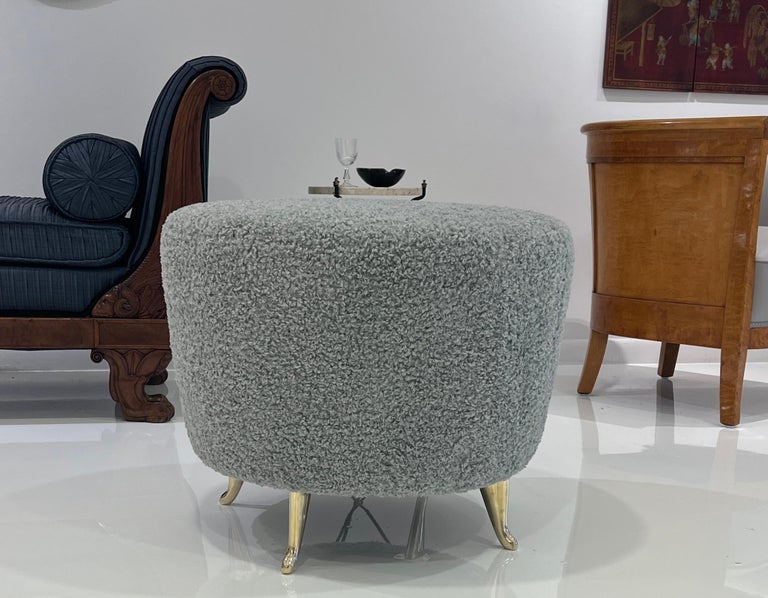 Arc Poof, Silver Boucle Upholstery by Bourgeois Boheme Atelier For Sale ...