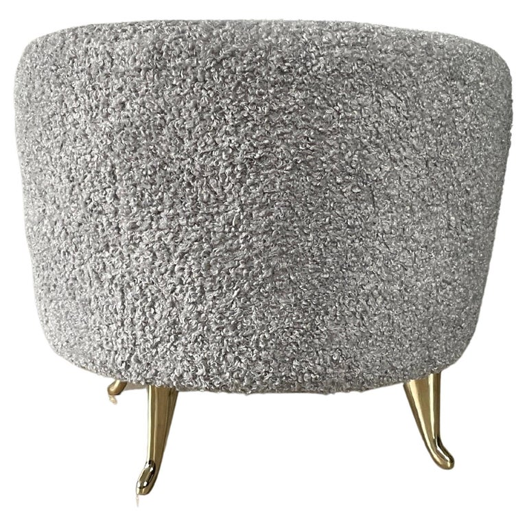 Arc Poof, Silver Boucle Upholstery by Bourgeois Boheme Atelier For Sale ...