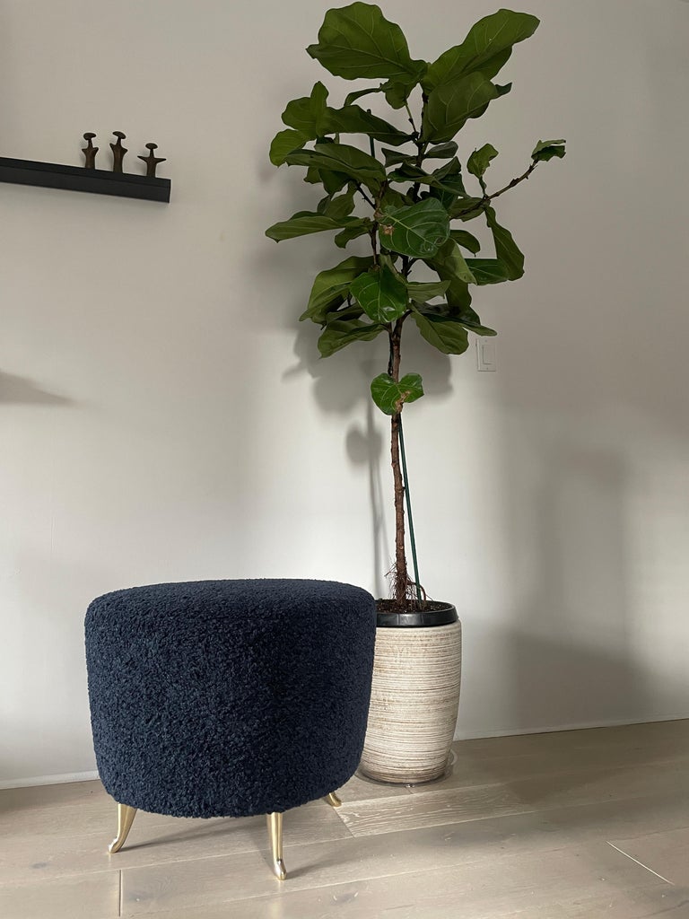 Arc Pouf, Blue Bouclé by Bourgeois Boheme Atelier For Sale at 1stDibs