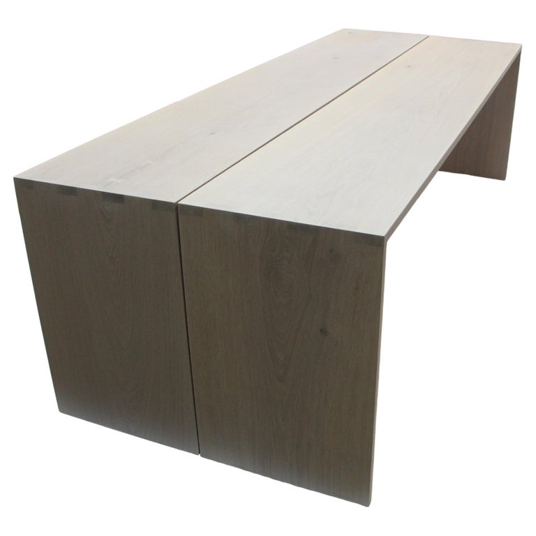 "Arcadia" White Oak Minimalist Waterfall Dining or Conference Table For ...