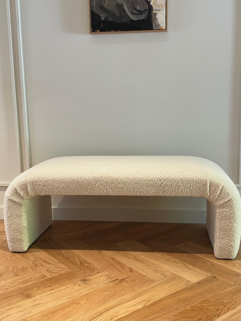 Arch Bench in White Boucle For Sale at 1stDibs