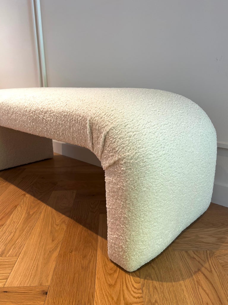 Arch Bench in White Boucle For Sale at 1stDibs