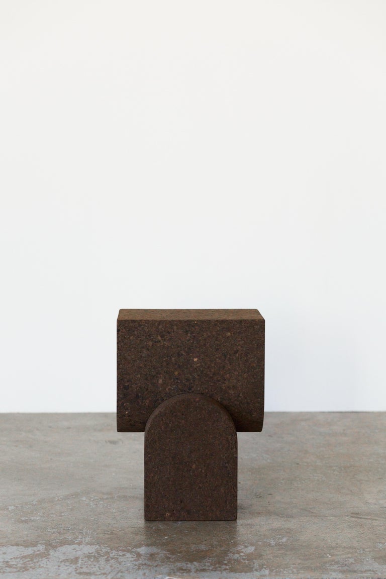 Arch Solid Cork Contemporary Sculptural Carved Side Drinks Table Dark ...