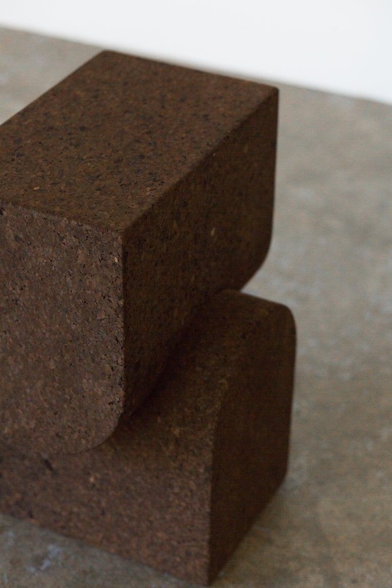 Arch Solid Cork Contemporary Sculptural Carved Side Drinks Table Dark ...