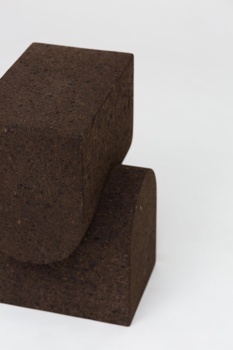 Arch Solid Cork Contemporary Sculptural Carved Side Drinks Table Dark ...