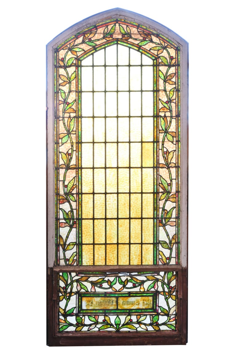 Arch Topped Stained Glass Window For Sale at 1stDibs