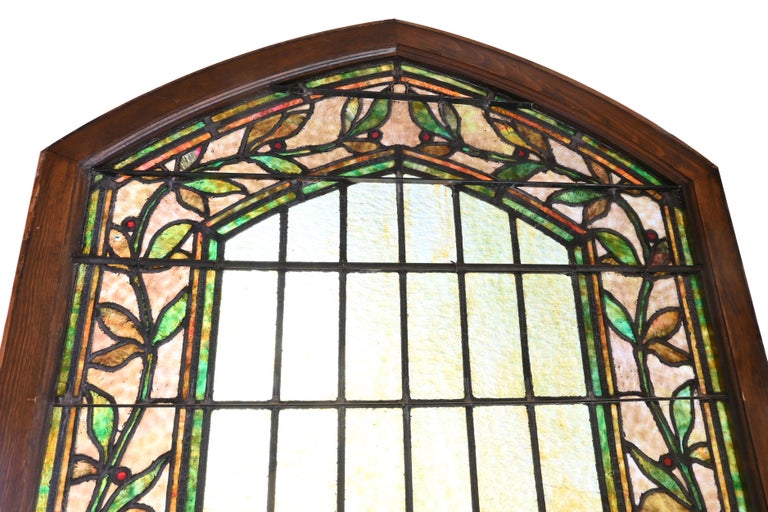 Arch Topped Stained Glass Window For Sale at 1stDibs