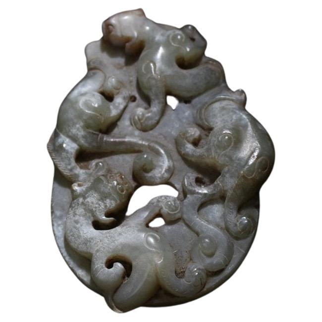 Archaic Pale Jade Chilong Disc For Sale at 1stDibs