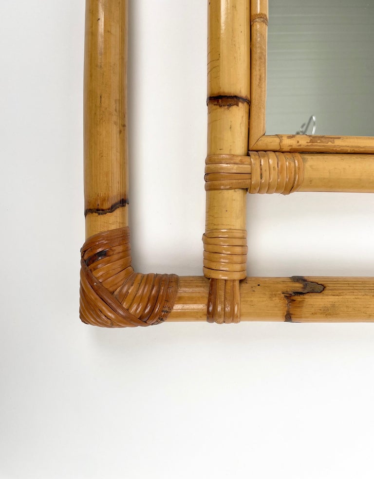 Arched Bamboo and Rattan Wall Mirror, Italy 1970s For Sale at 1stDibs